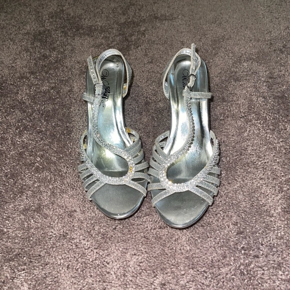 Shoes | 3 Inch Silver Heels Worn Twice Size 75 | Poshmark